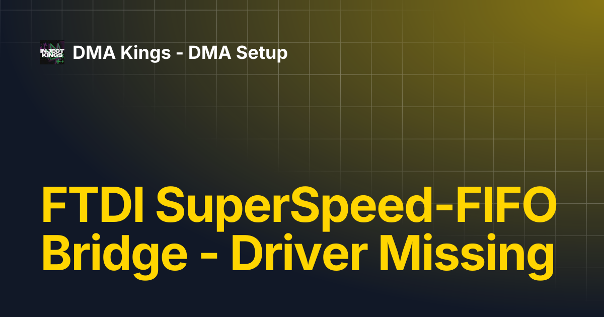 FTDI SuperSpeed-FIFO Bridge - Driver Missing | DMA Kings - DMA Setup